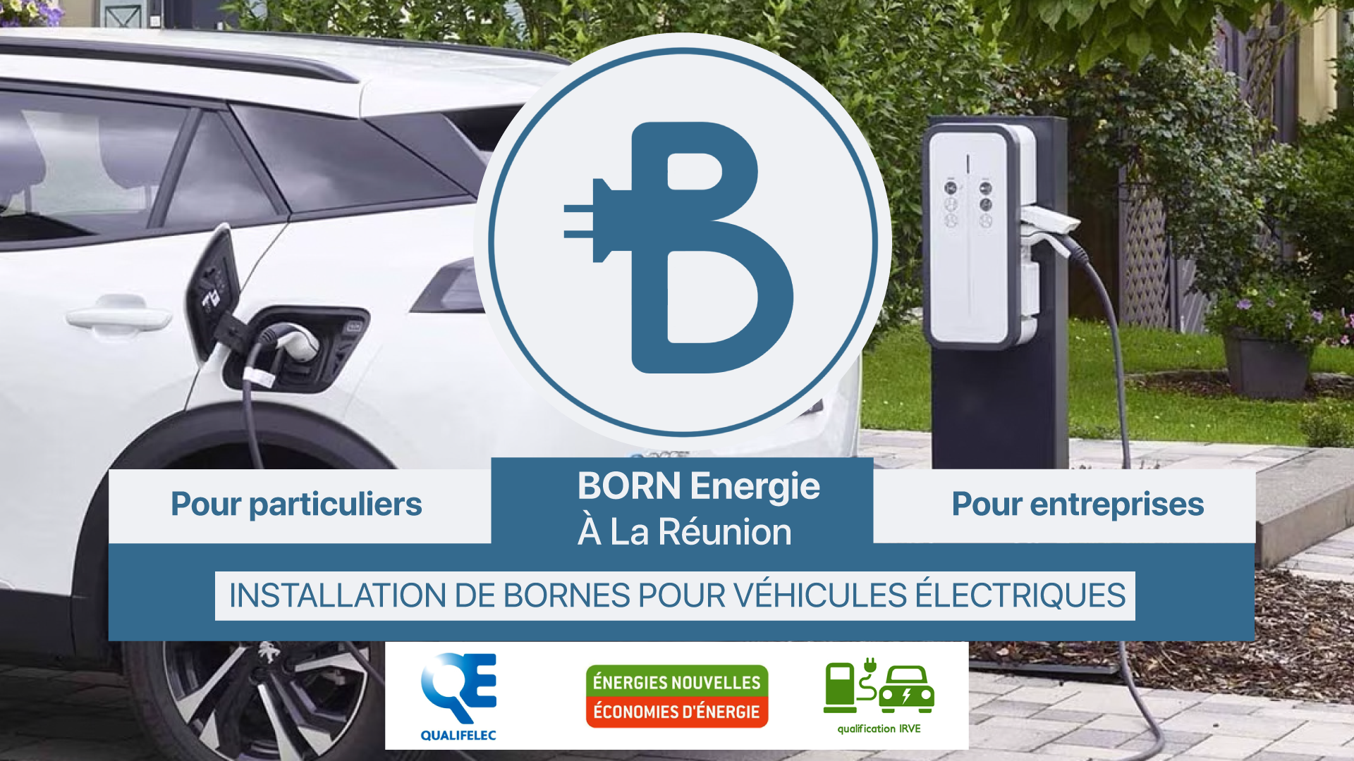 Installation borne recharge électrique véhicules La Réunion